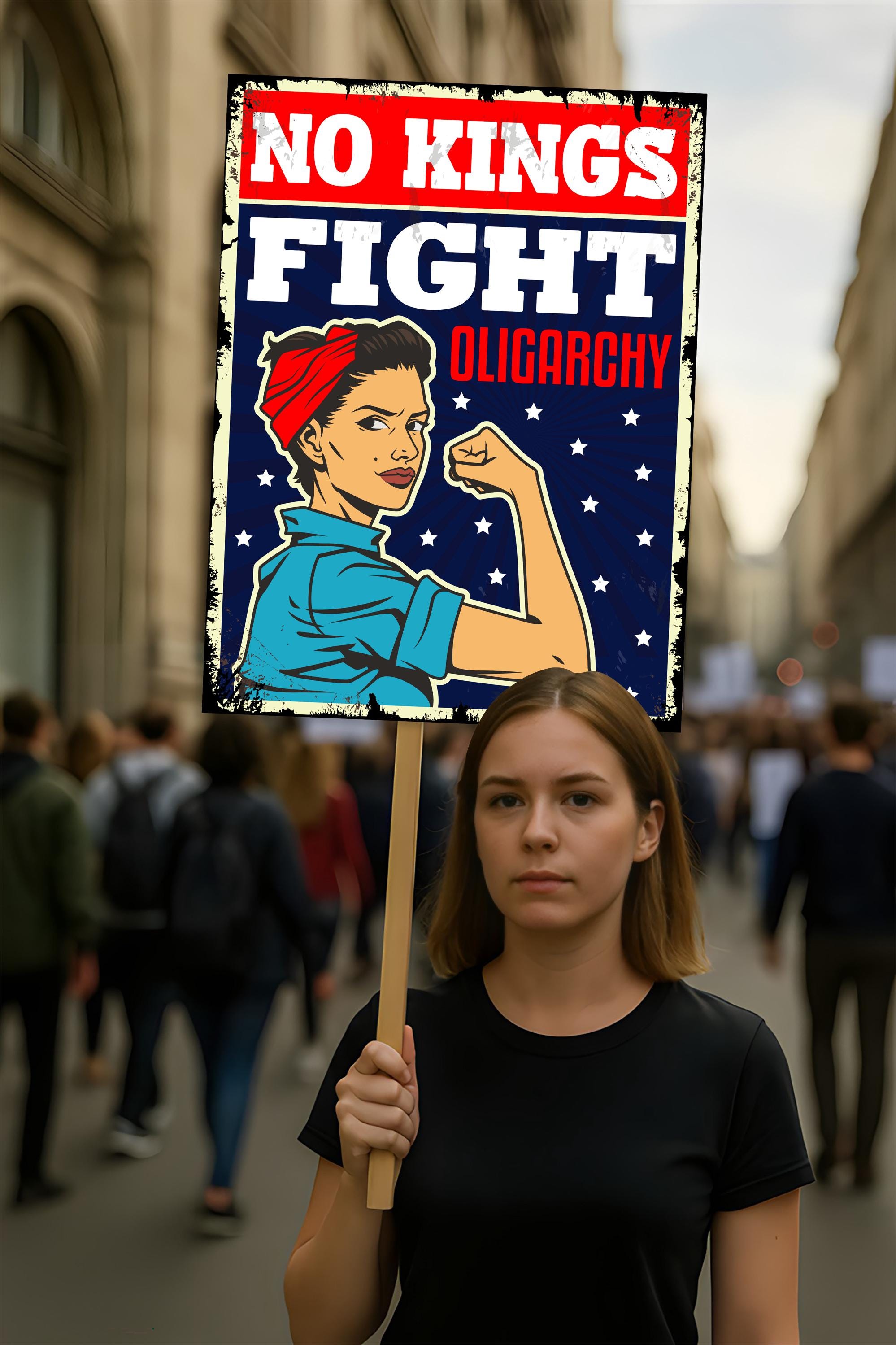 No Kings in America Protest Sign, Anti-trump Resistance, No Kings Fight ...