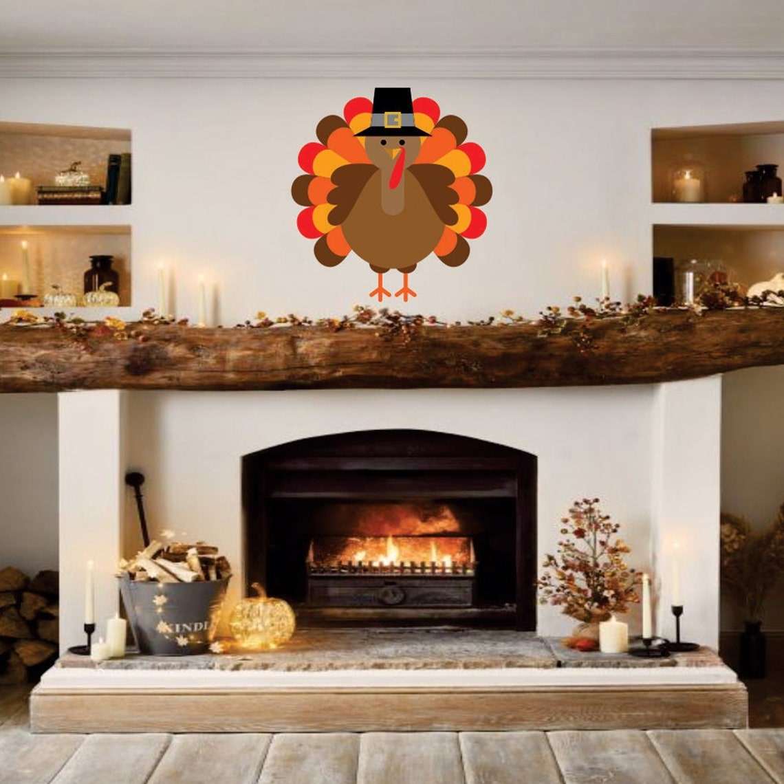 Turkey Thanksgiving Wall Decal - Happy Thanksgiving Wall Sticker ...