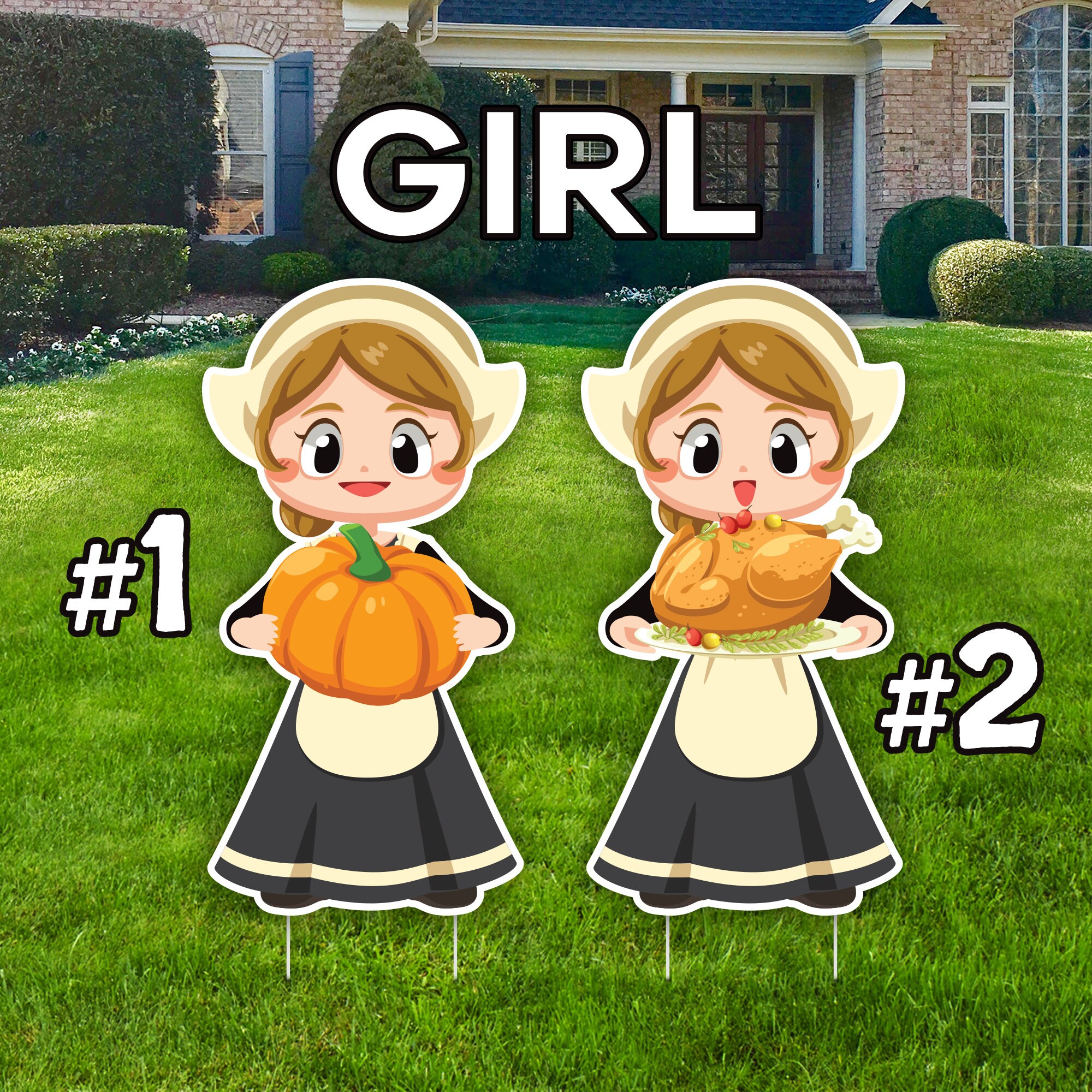 Happy Thanksgiving Pilgrims Characters Yard Sign Cutouts, Pilgrim ...