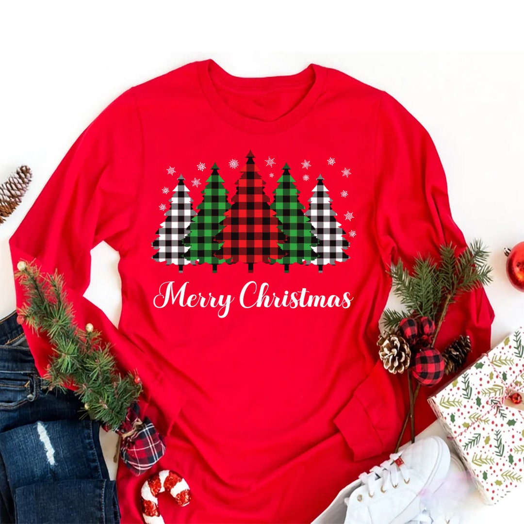 Merry Christmas Long Sleeve T Shirt Christmas Tree Unisex Long Sleeve