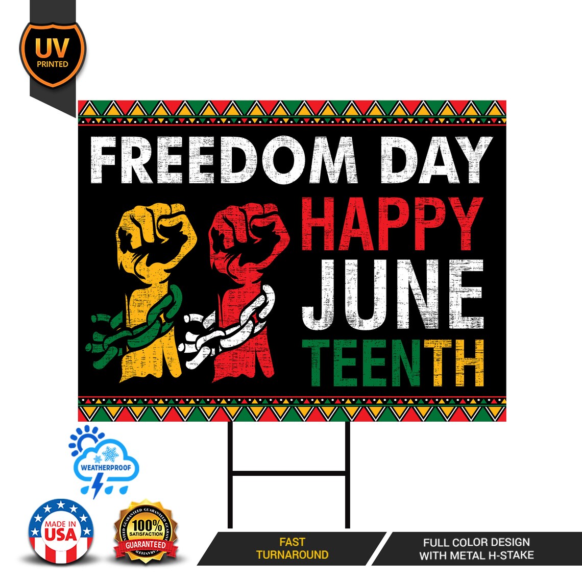 Happy Juneteenth Yard Sign Coroplast African American - Etsy