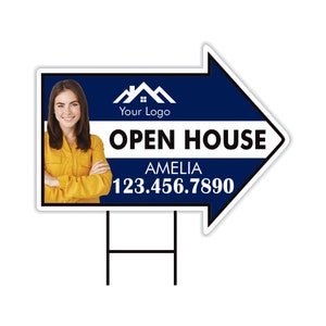 Custom Open House Arrow Yard Sign 18" X 24", 2 Sided Add Your Text ...