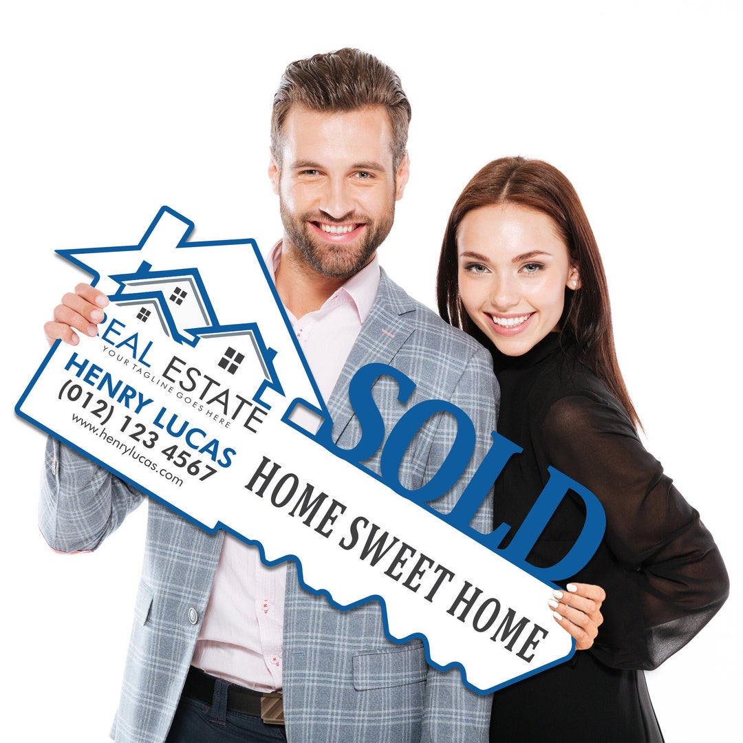 Personalized Real Estate Marketing Key Cutout Sign, Customized Realtor ...