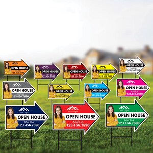 Custom Open House Arrow Yard Sign 18" X 24", 2 Sided Add Your Text ...