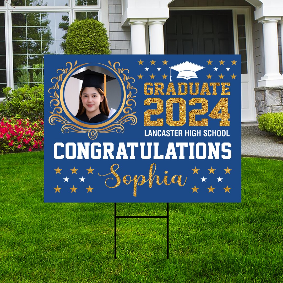 Personalized Graduation Yard Sign 2024 With Photo High School College ...