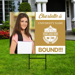 Personalized College Bound Yard Sign With Photo, College Logo Sign ...