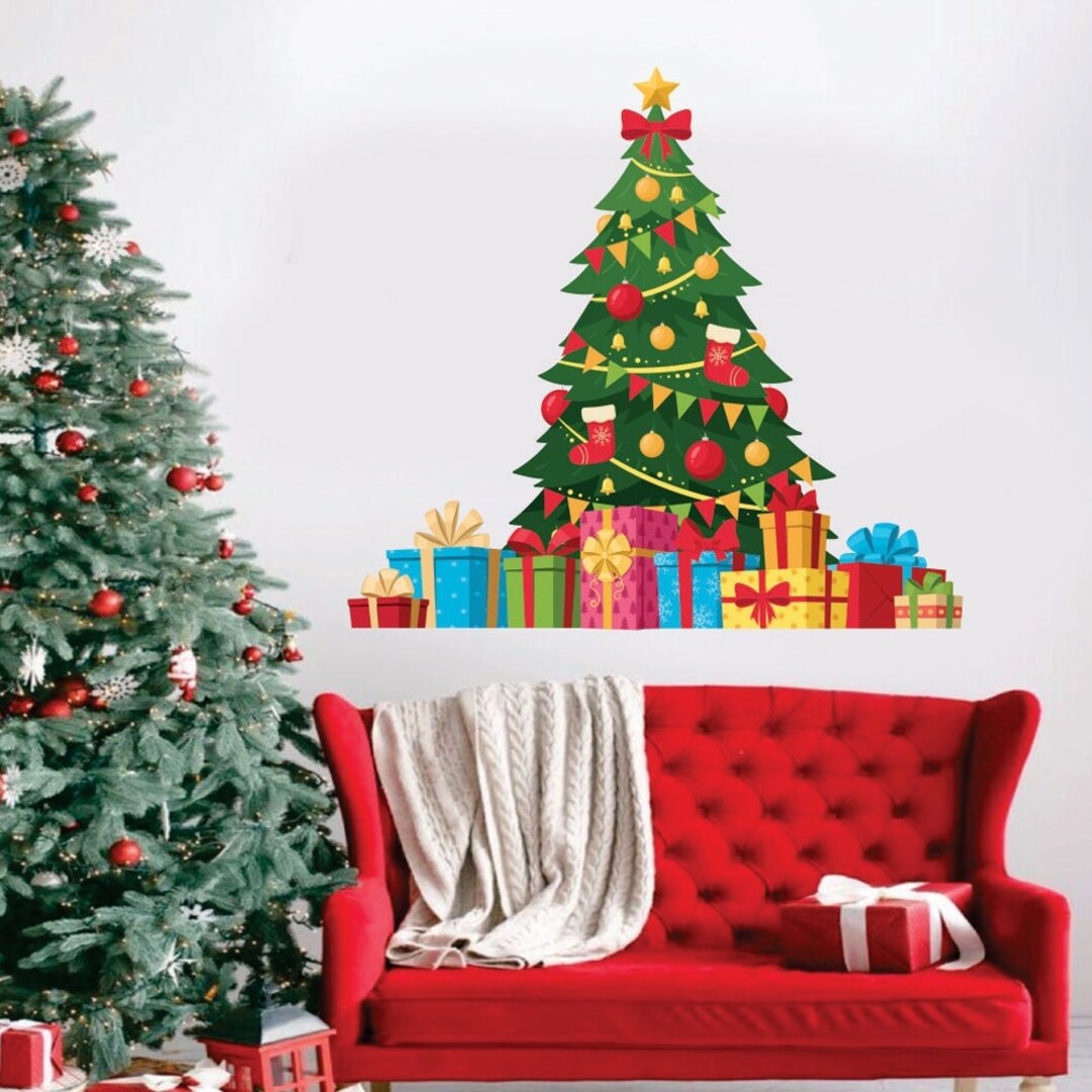 Christmas Tree Wall Decal Christmas Decoration Wall Sticker Holiday ...