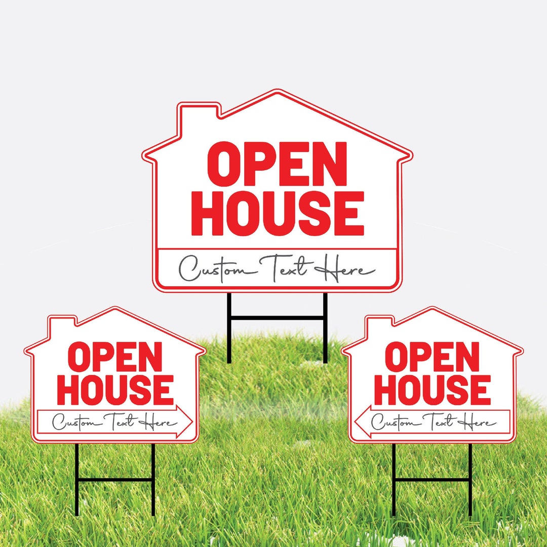 Open House Yard Sign (3 Pack) - Coroplast Double Sided Waterproof ...