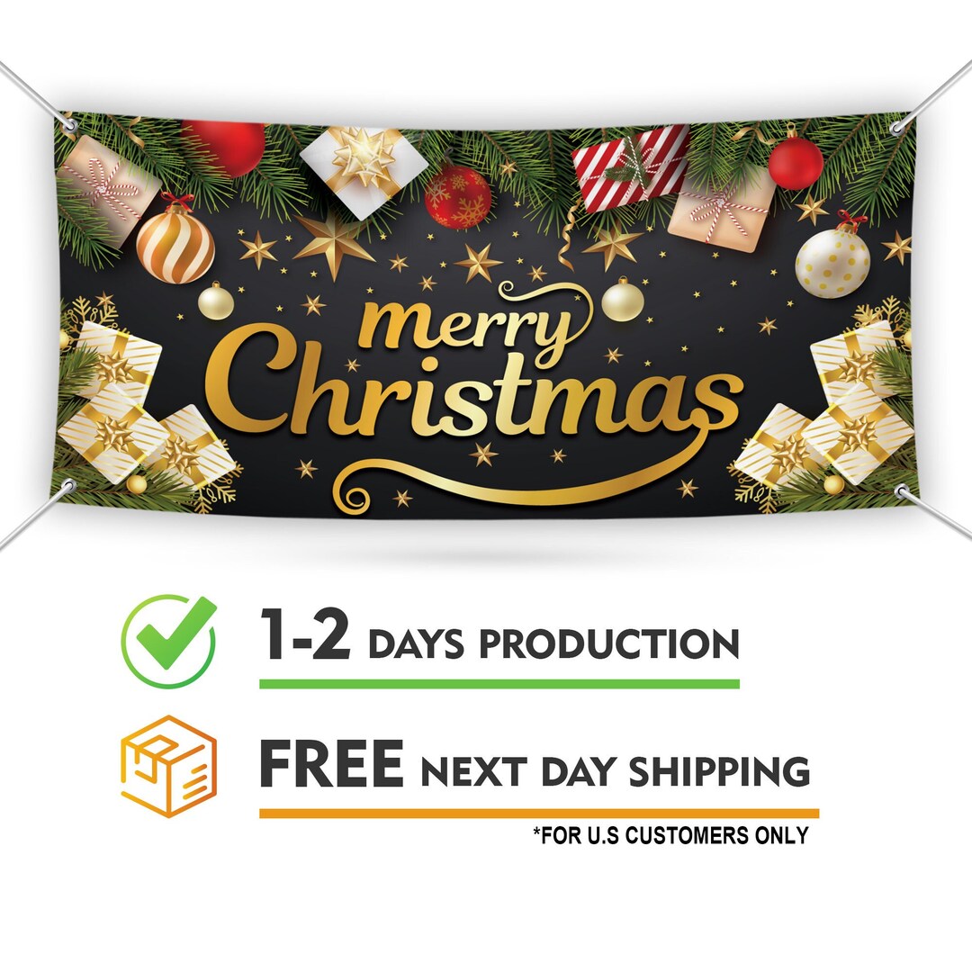 Merry Christmas Banner Outdoor 13oz Christmas Fence Banner - Etsy