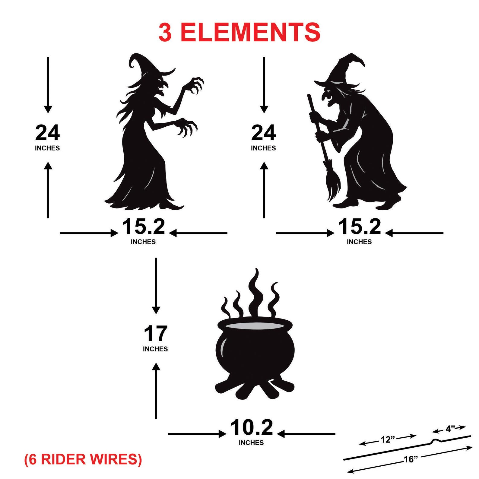 Witch Silhouette Halloween Yard Sign With Cauldron, Spooky Outdoor ...