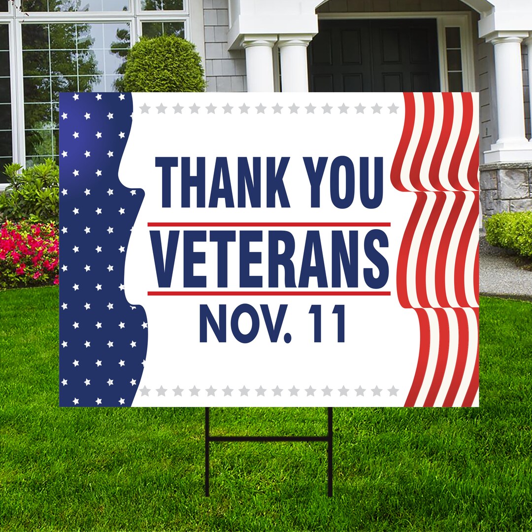 Veterans Day Yard Sign Decoration Coroplast Happy Veterans Day Sign ...