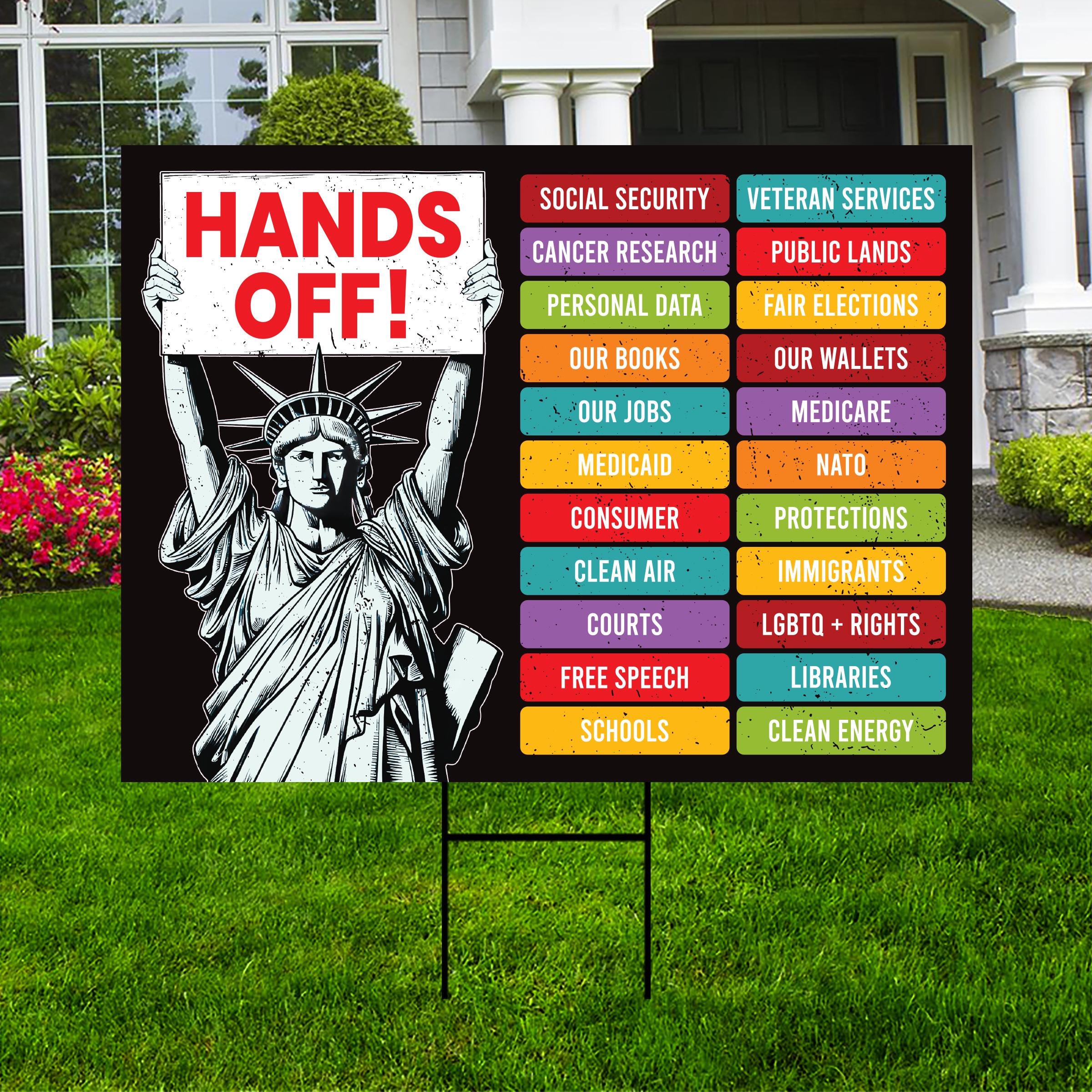 Hands off Protest Yard Sign - Resist Hate Lawn Sign, Anti-trump Sign ...