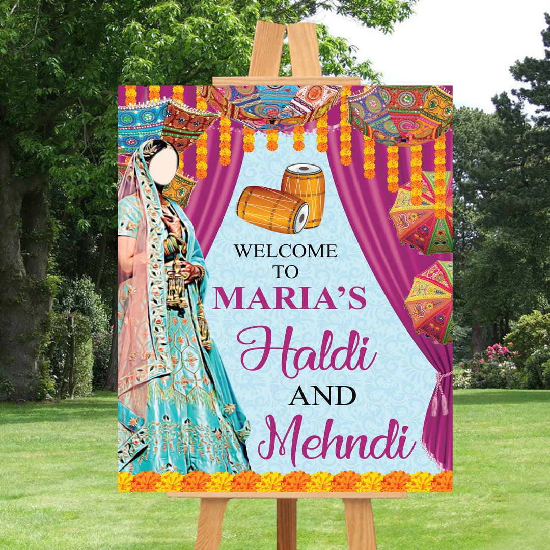 Custom Haldi Mehndi Foam Board Poster Sign, Mehndi Decor Custom ...
