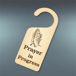 Prayer in Progress Religious Cross Door Hanger, Doorknob Sign, PVC Door ...