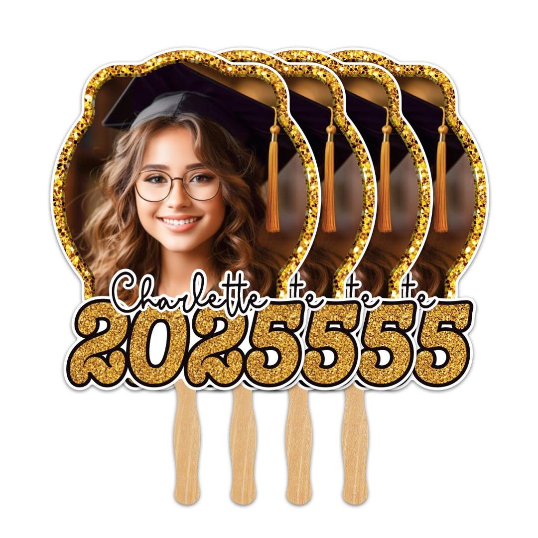 Custom Face Fans With Wooden Handle, Graduation Head, Grad Face Fans ...
