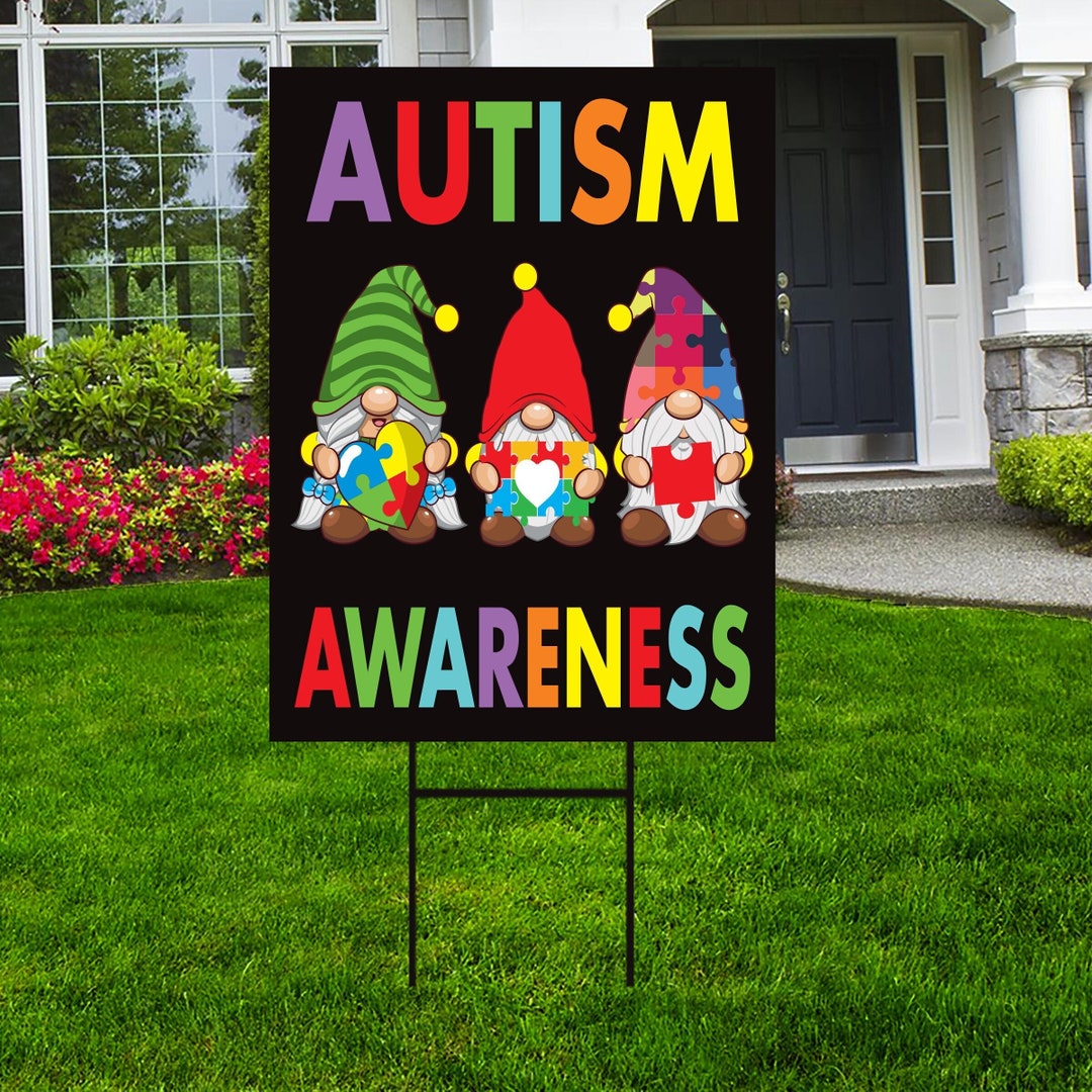 Autism Awareness Yard Sign Coroplast Love Needs No Words Puzzle Piece ...