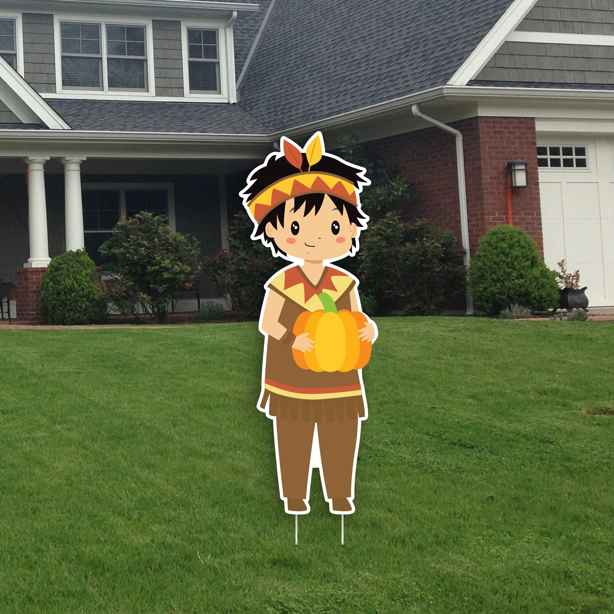 Thanksgiving Native American Children Yard Sign Cutouts, Native ...