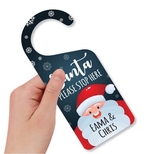 Santa Please Stop Here Personalized Door Hanger, Santa Doorknob Sign ...