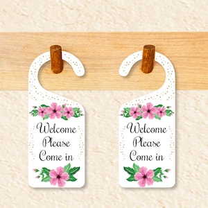 Welcome Please Come in Door Hanger, Welcome Doorknob Sign, PVC Door ...