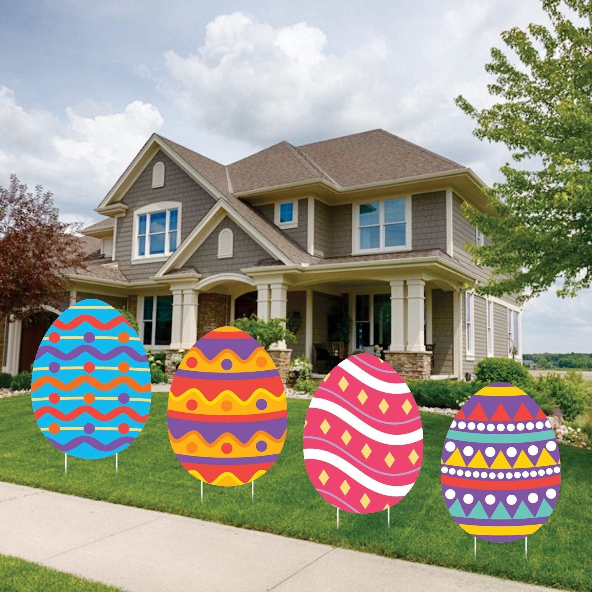 Easter Egg Yard Sign Decorations - Coroplast Easter Home Decor, Easter ...