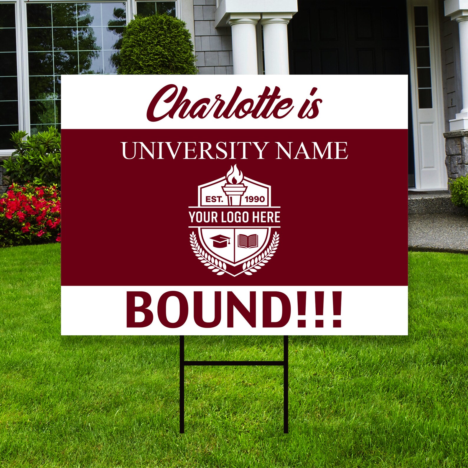 Personalized College Bound Yard Sign, College Logo Sign, Custom ...