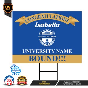 Personalized College Bound Yard Sign, College Logo Sign, Custom ...