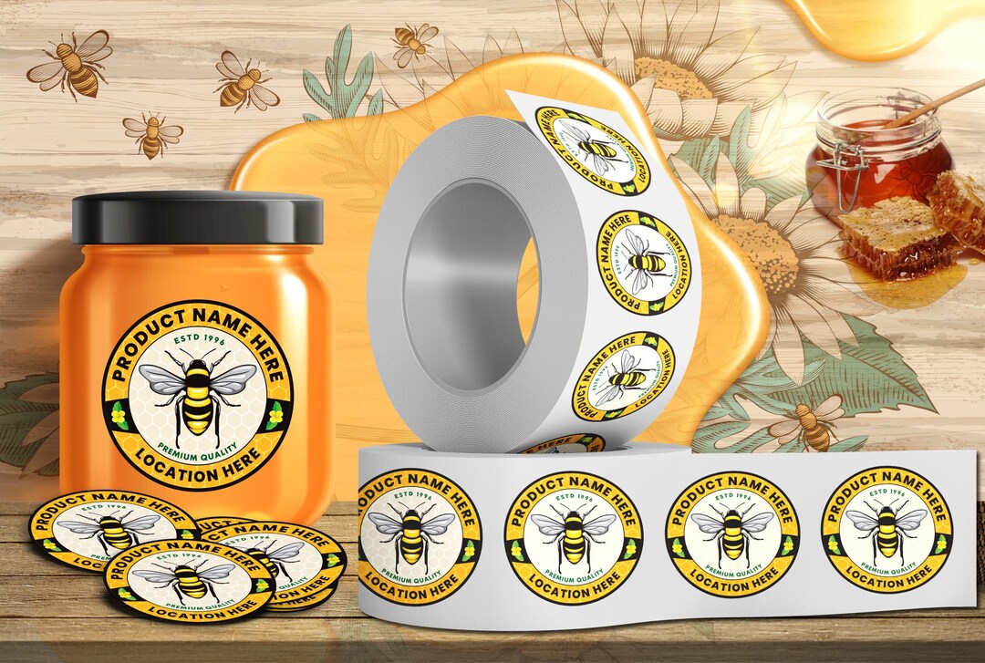Personalized Honey Roll Labels, Custom Honey Product Stickers, Business ...
