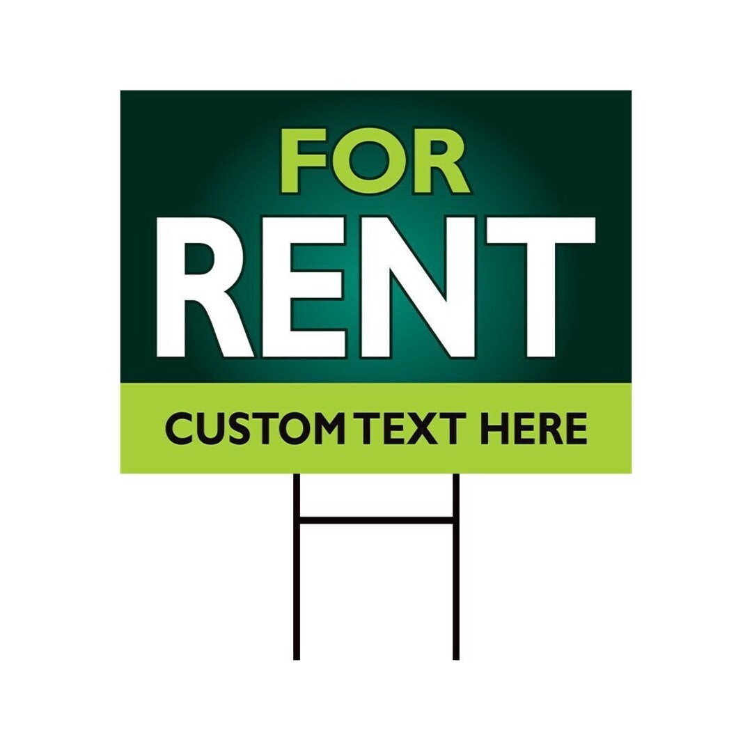 For Rent Yard Sign Personalized 24" X 18" - Visible Text Long Lasting ...