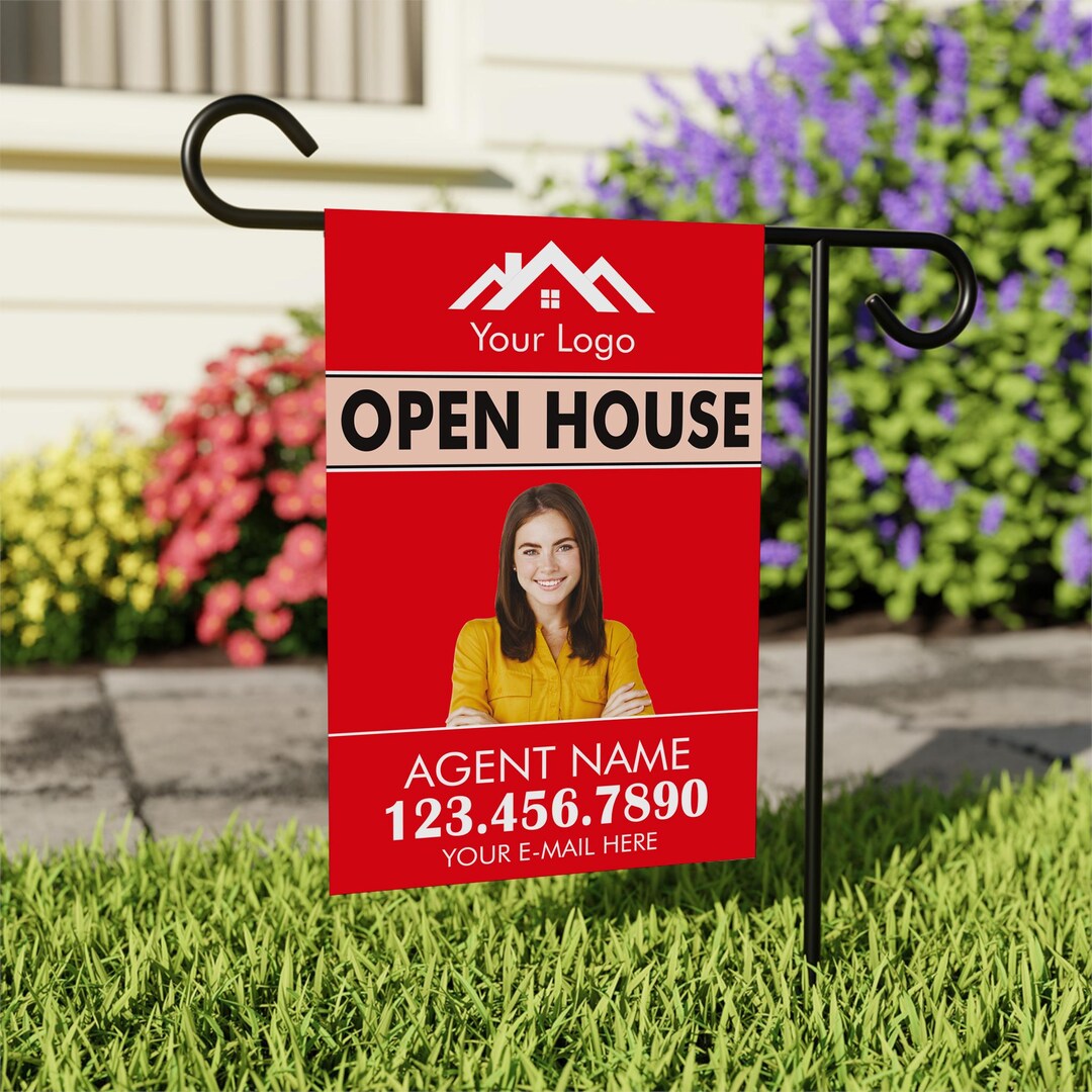 Custom Open House Garden Flag - 12x18 Inch Double Sided, Add Your Text ...