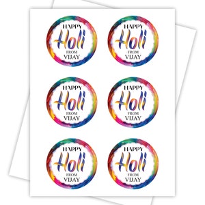 Personalized Happy Holi Stickers, Custom Hindu Spring Stickers, Happy ...