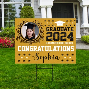 Personalized Graduation Yard Sign 2024 With Photo High School College ...