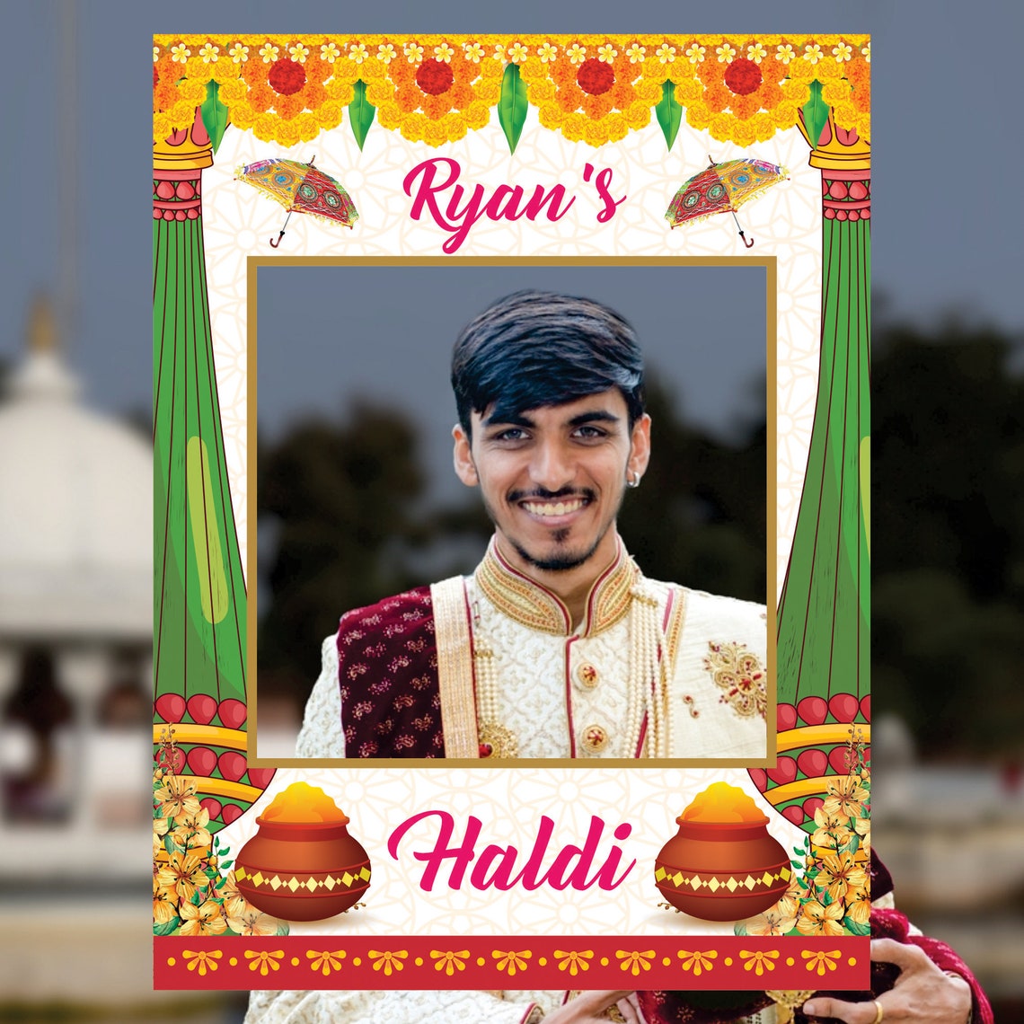 Personalized Haldi Selfie Frame, Haldi Selfie Frame, Photo Booth Haldi ...
