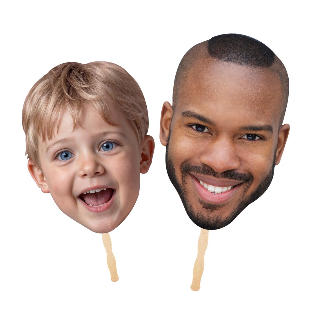Custom Big Large Face Fans With Wooden Handle, Wedding Heads ...