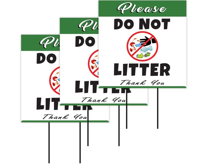No Littering Metal Sign Trash Dumping Please Do Not Litter WARNING ...