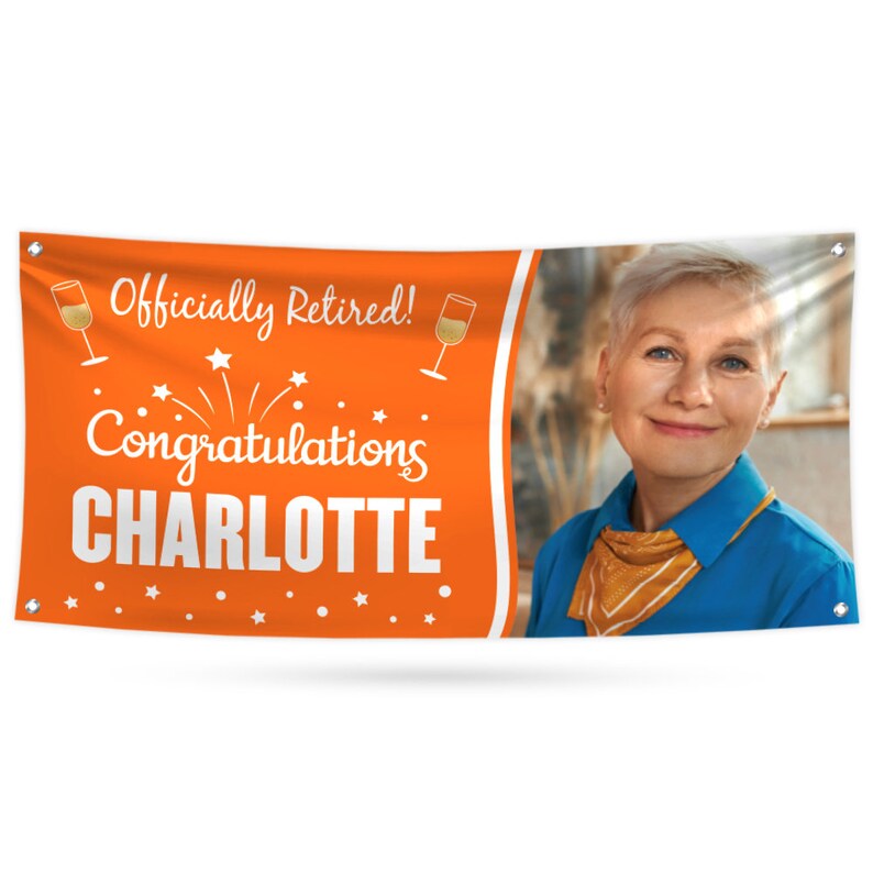 Retirement Personalized Banner Sign With Photo 13 Oz - Etsy