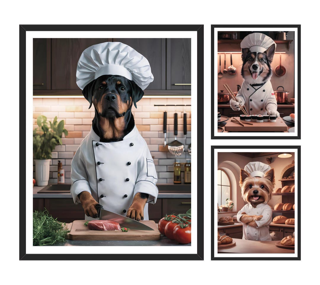 Personalized Chef Pet Portrait, Custom Dog or Cat Painting, Funny ...