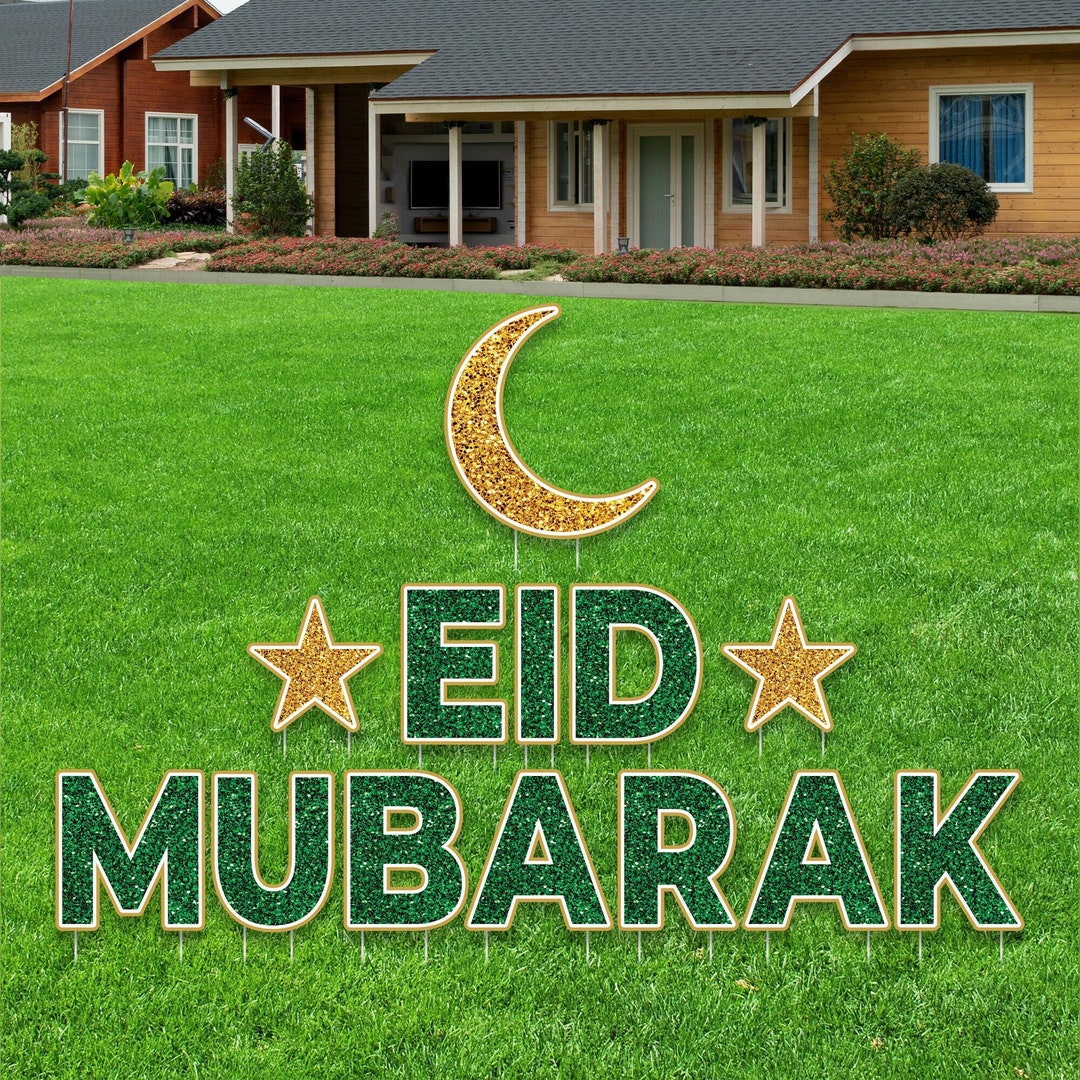 Eid Mubarak Yard Sign Cutout - Ramadan Happy Eid Yard Letters Outdoor Lawn Decorations - Eid ...