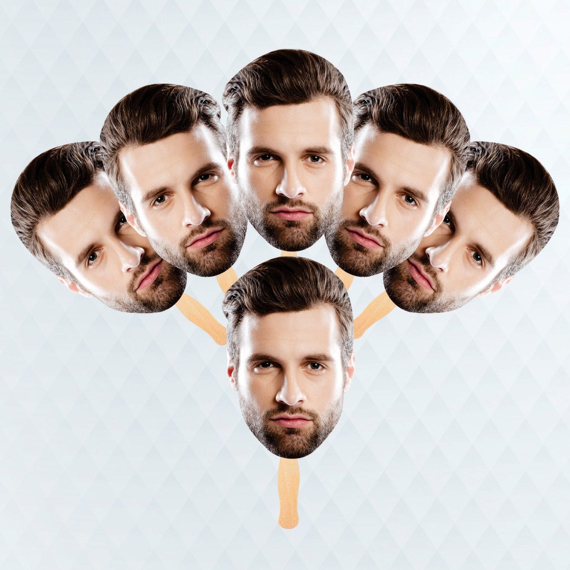 Custom Big Large Face Fans With Wooden Handle, Wedding Heads ...