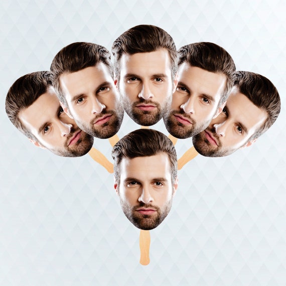 Custom Big Large Face Fans With Wooden Handle Wedding Heads - Etsy