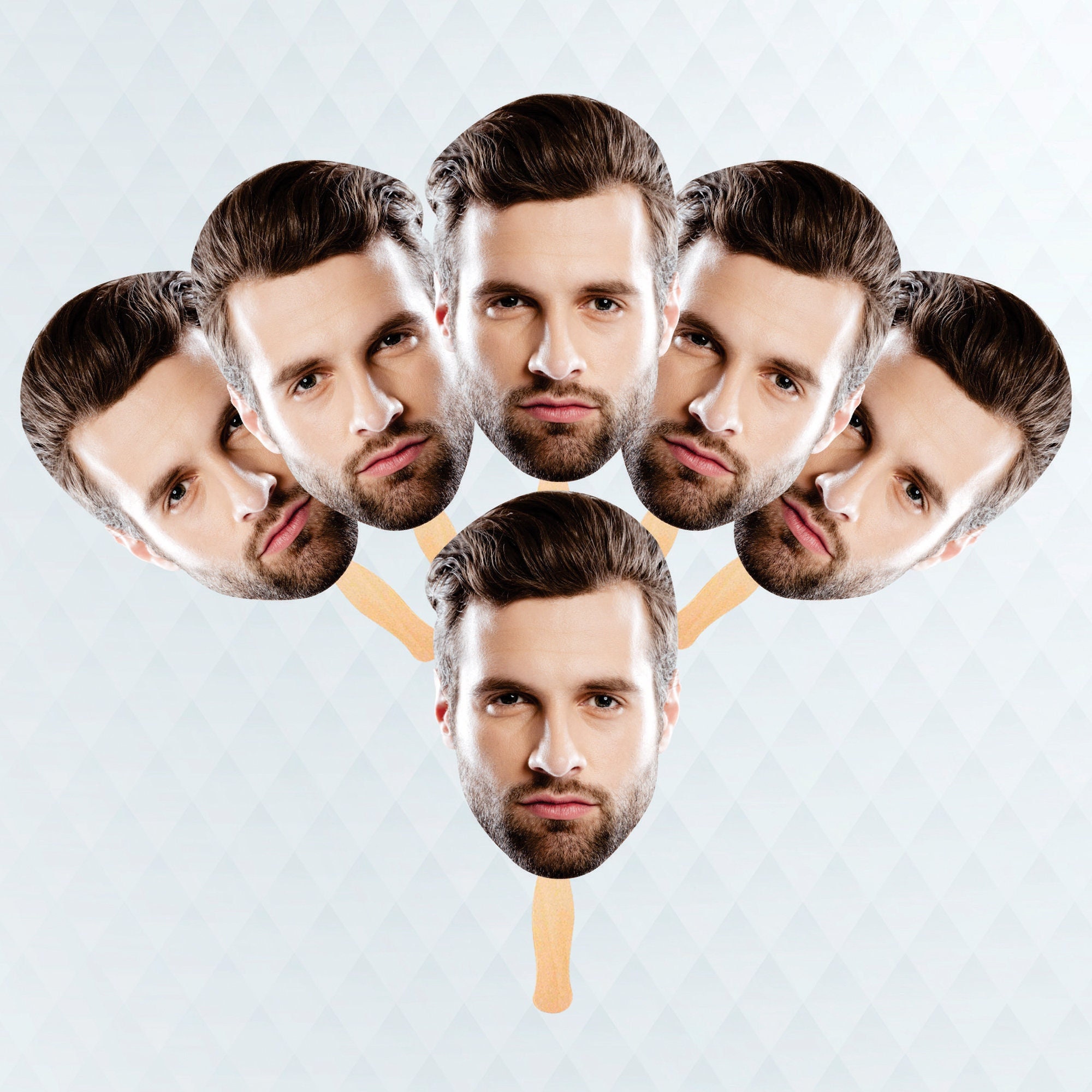 Custom Big Large Face Fans With Wooden Handle, Wedding Heads ...