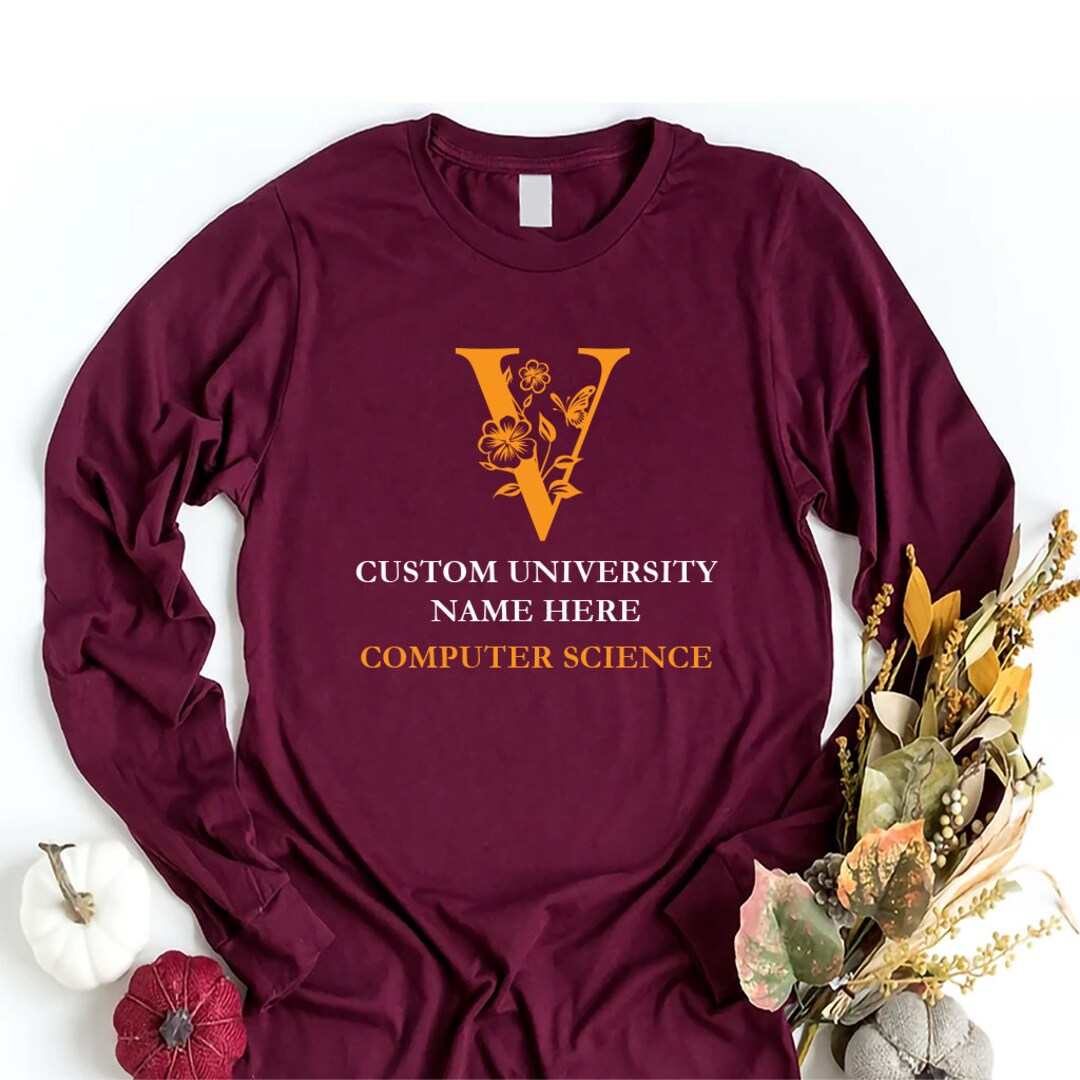 Custom University T-shirt, Personalized School Unisex Long Sleeve Shirt ...