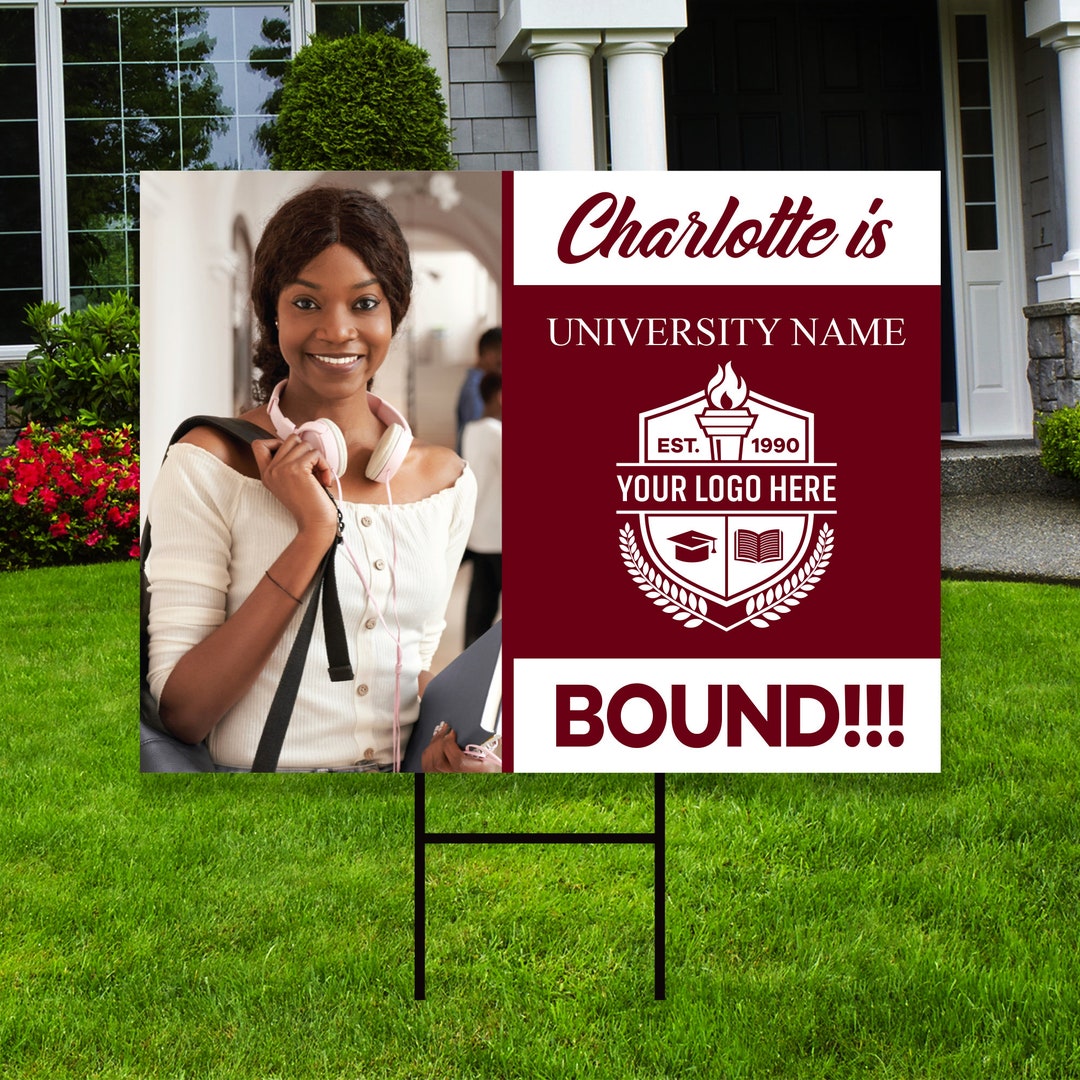 Personalized College Bound Yard Sign With Photo, College Logo Sign ...