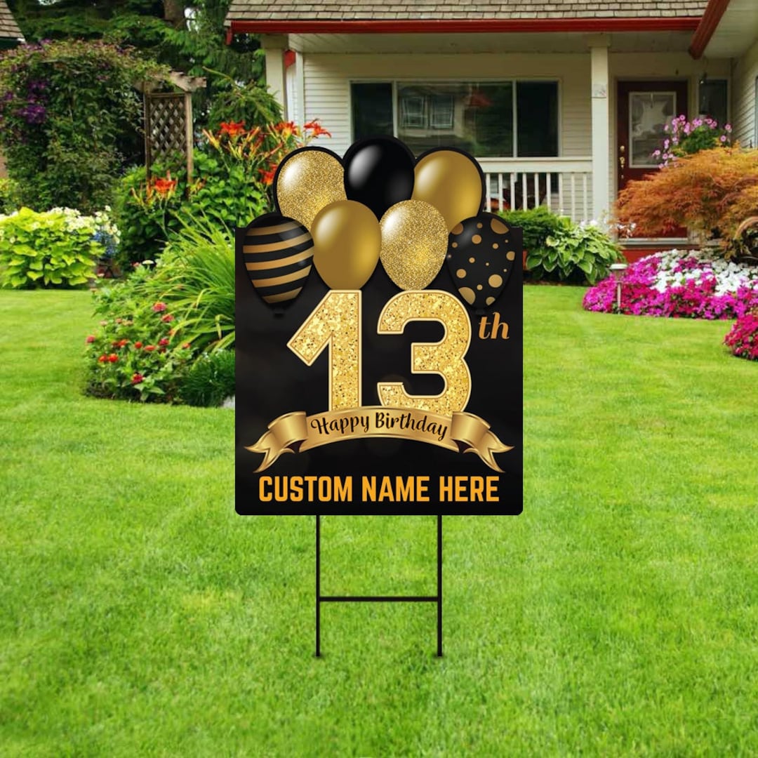 13th Birthday Yard Sign Decorations 18" X 24" - Coroplast 13 Year Old ...