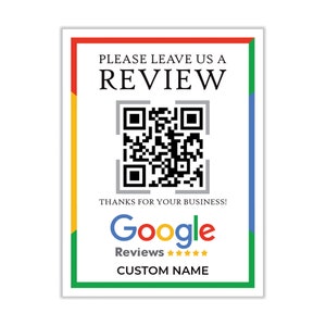 Personalized Business Leave a Review Sign, Custom QR Code Display Sign ...