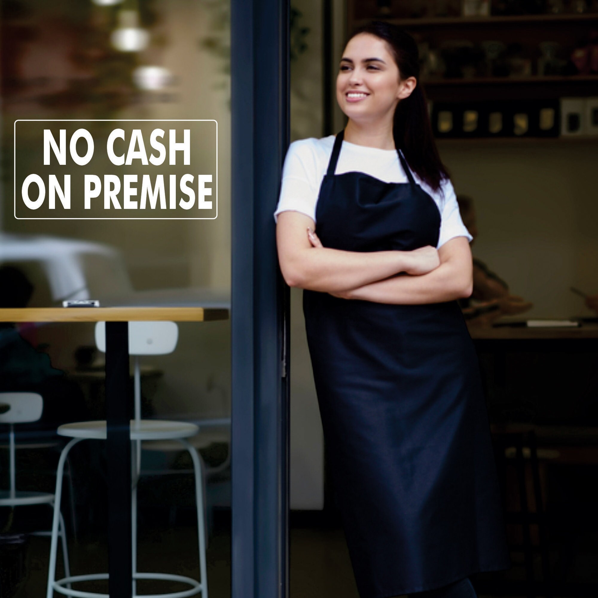 No Cash on Premise Sign Sticker - No Cash on Premise Waterproof Decal ...