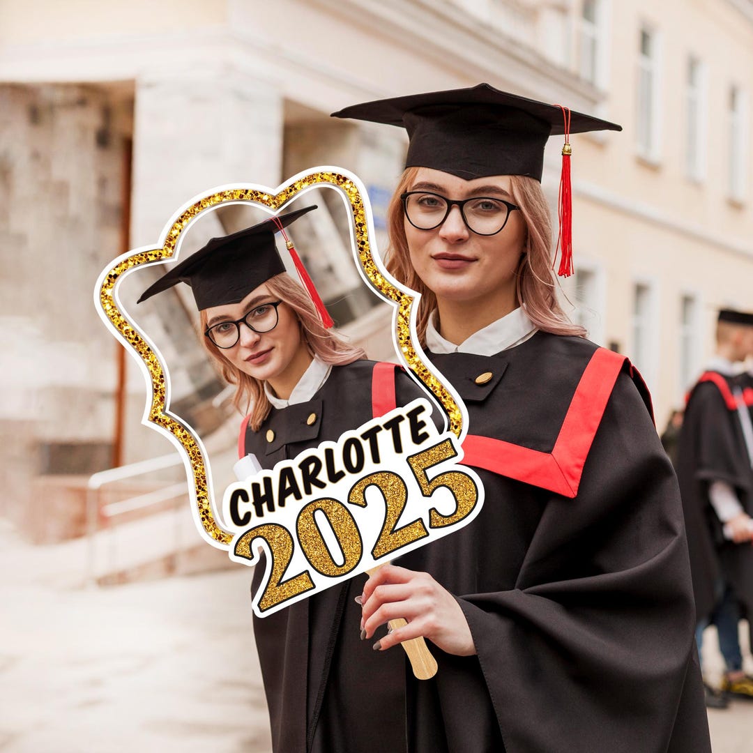 Custom Face Fans With Wooden Handle, Graduation Head, Grad Face Fans ...