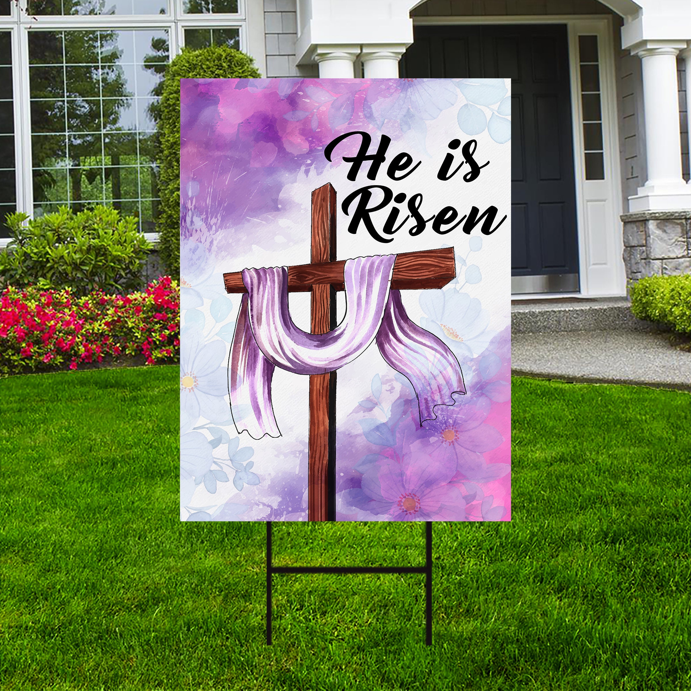 Happy Easter He Is Risen Cross