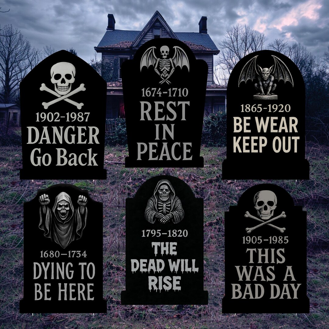 RIP Halloween Tombstone Yard Signs, Outdoor Cemetery Gravestone ...