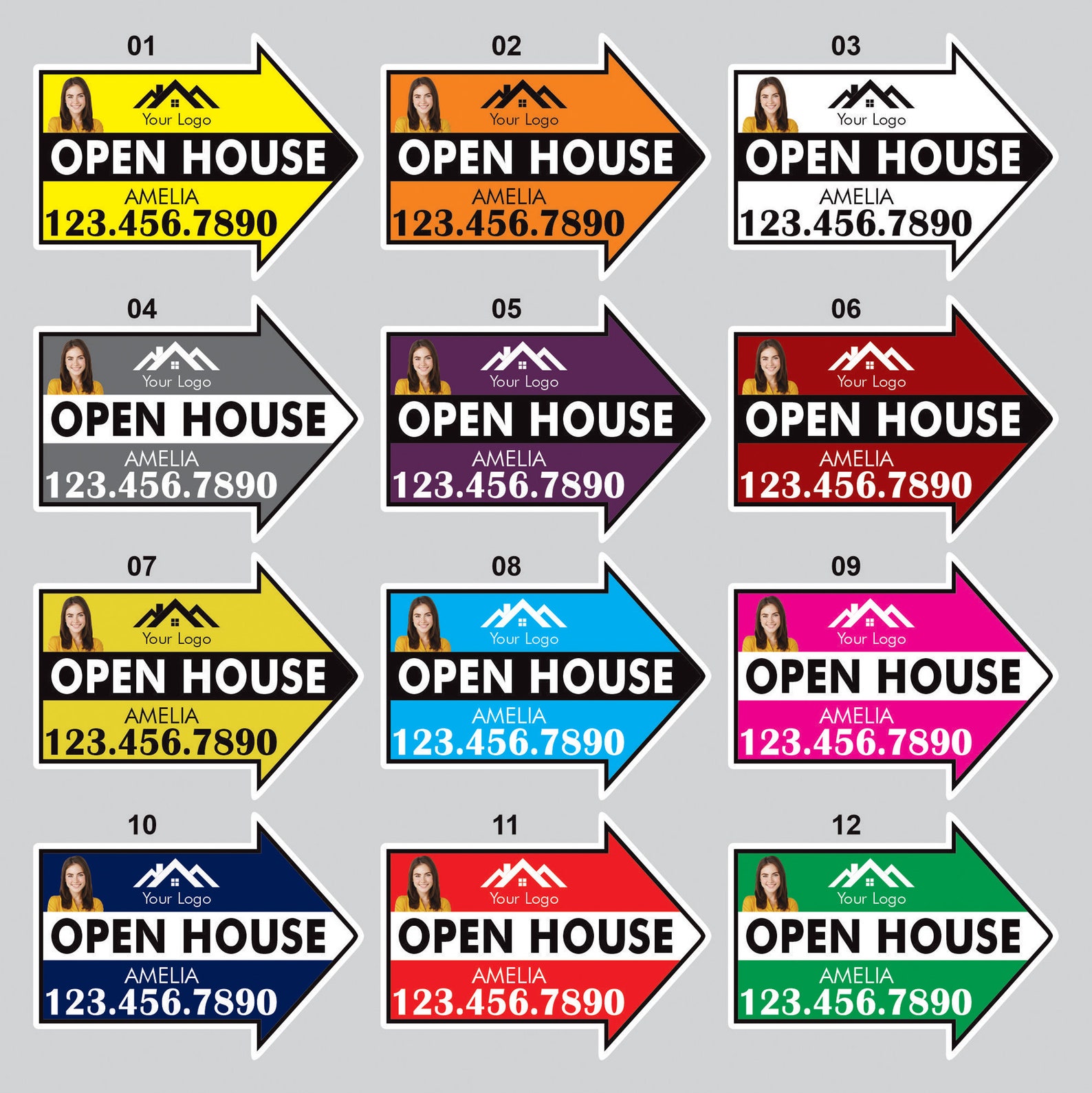 Custom Open House Arrow Yard Sign 18" X 24", 2 Sided Add Your Text ...