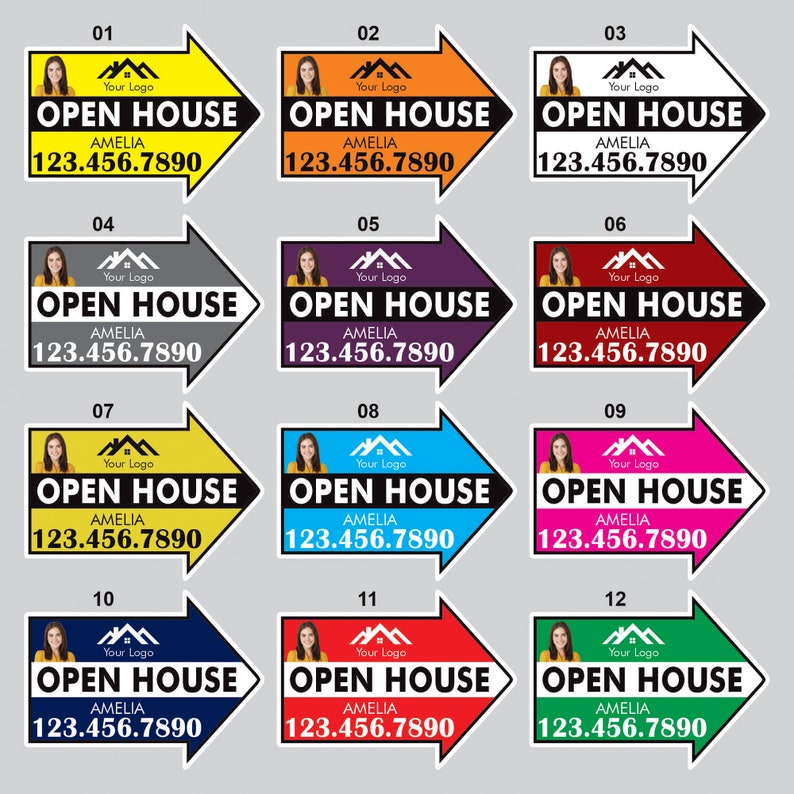 Custom Open House Arrow Yard Sign 18" X 24", 2 Sided Add Your Text ...